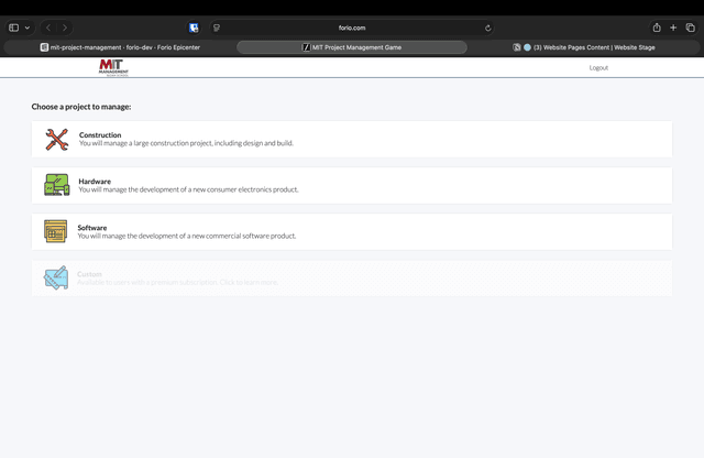MIT Sloan Project Management Simulator